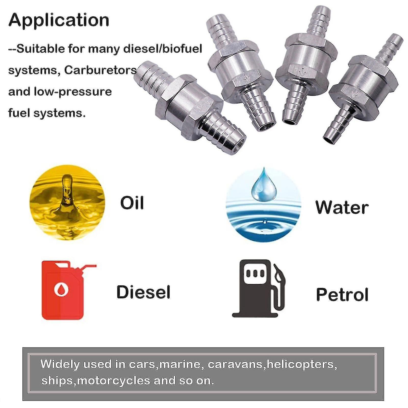 Fuel Non Return Check Valve 6/8/10/12mm Aluminium Alloy Petrol Diesel ...