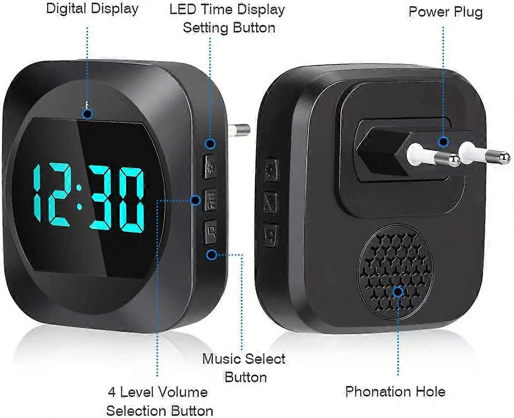 For Wireless Waterproof Outdoor Bell with LED Time Display, Wireless ...