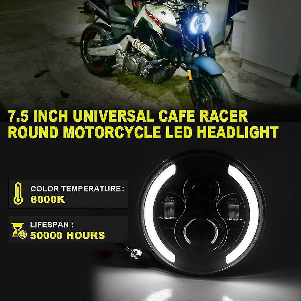 Exquisite 7.5 Inch Universal Cafe Racer Round Motorcycle Led Head Lamp ...