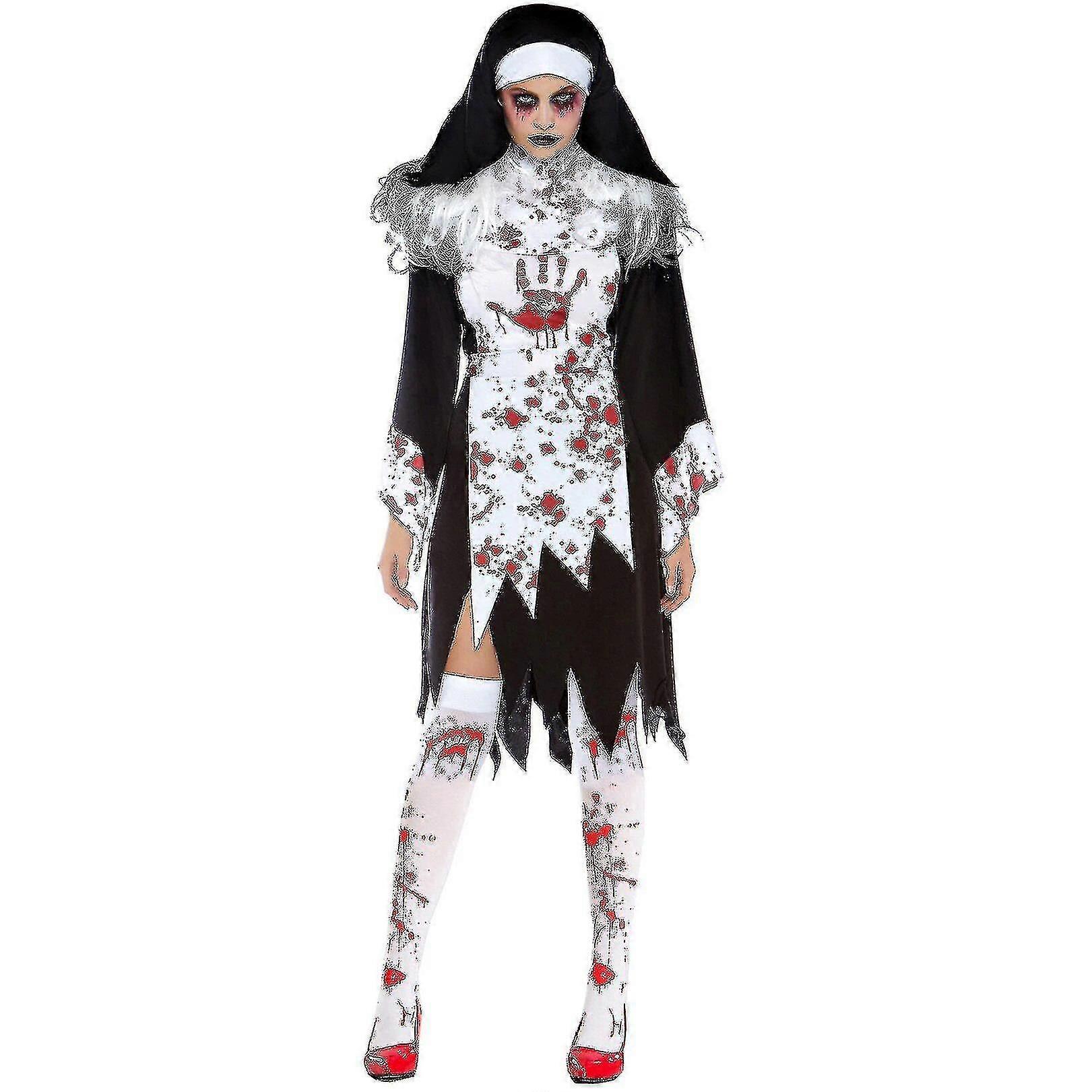 Vampire Costume Blood Stained Nun Game Uniform Halloween Cosplay ...