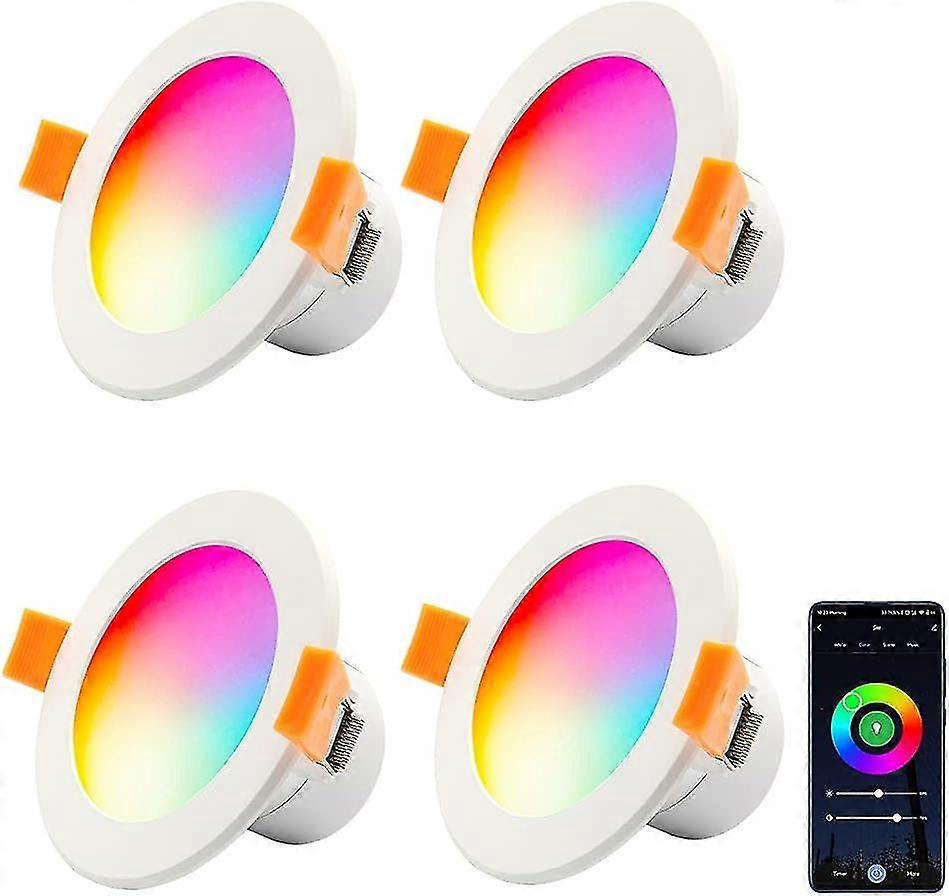 4 X Wifi Led Recessed Spotlight, 10w Rgb Dimmable Wifi Led Ceiling ...