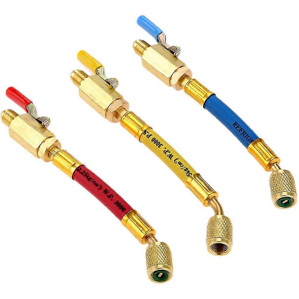 R134a R410a R22 R12 Charging Hoses And Ball Valve Kit Coded Hoses Ball ...