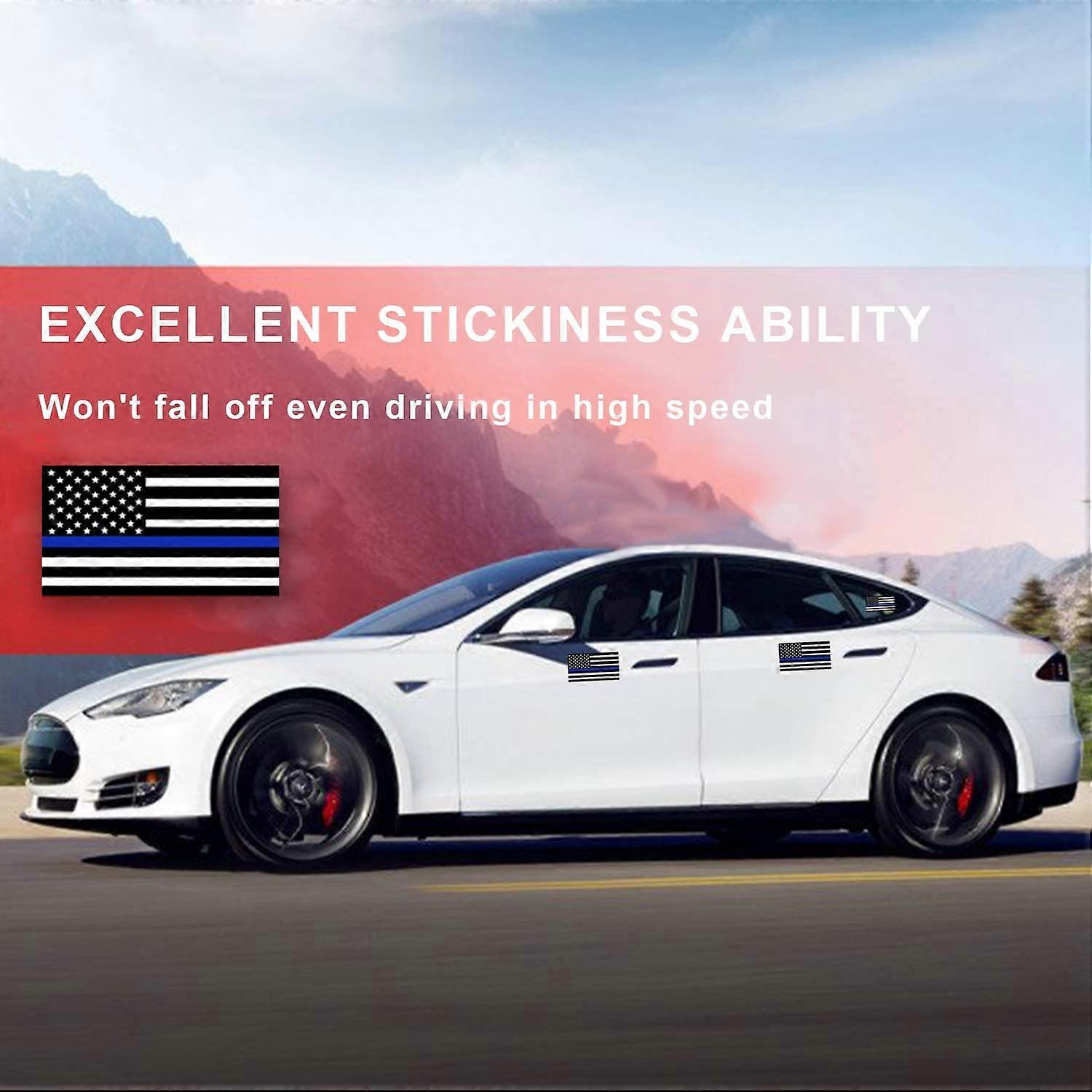 4 Pack Thin Blue Line Sticker Decal 3x5in Subdued American Flag Sticker ...