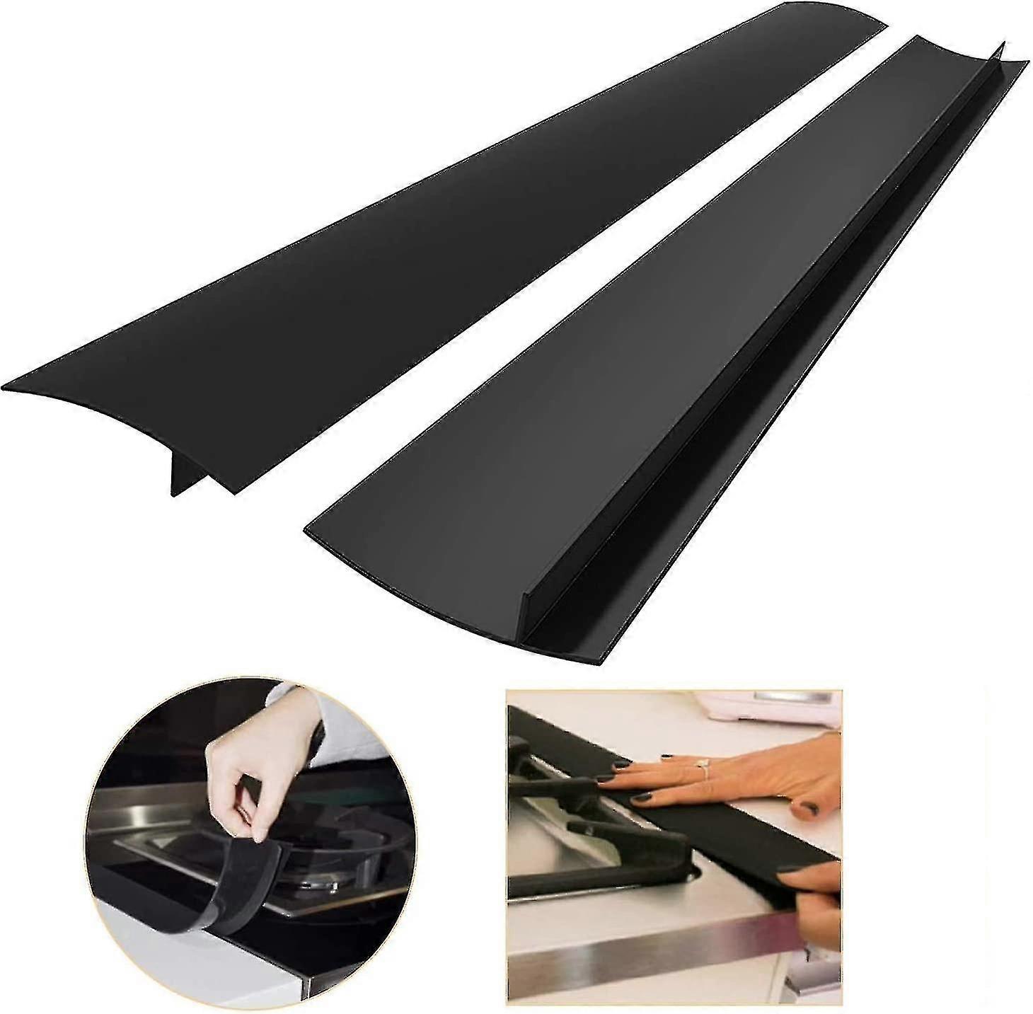 25''/63cm 2 Pack Kitchen Worktop Edging Strip, Silicone Stove Counter ...