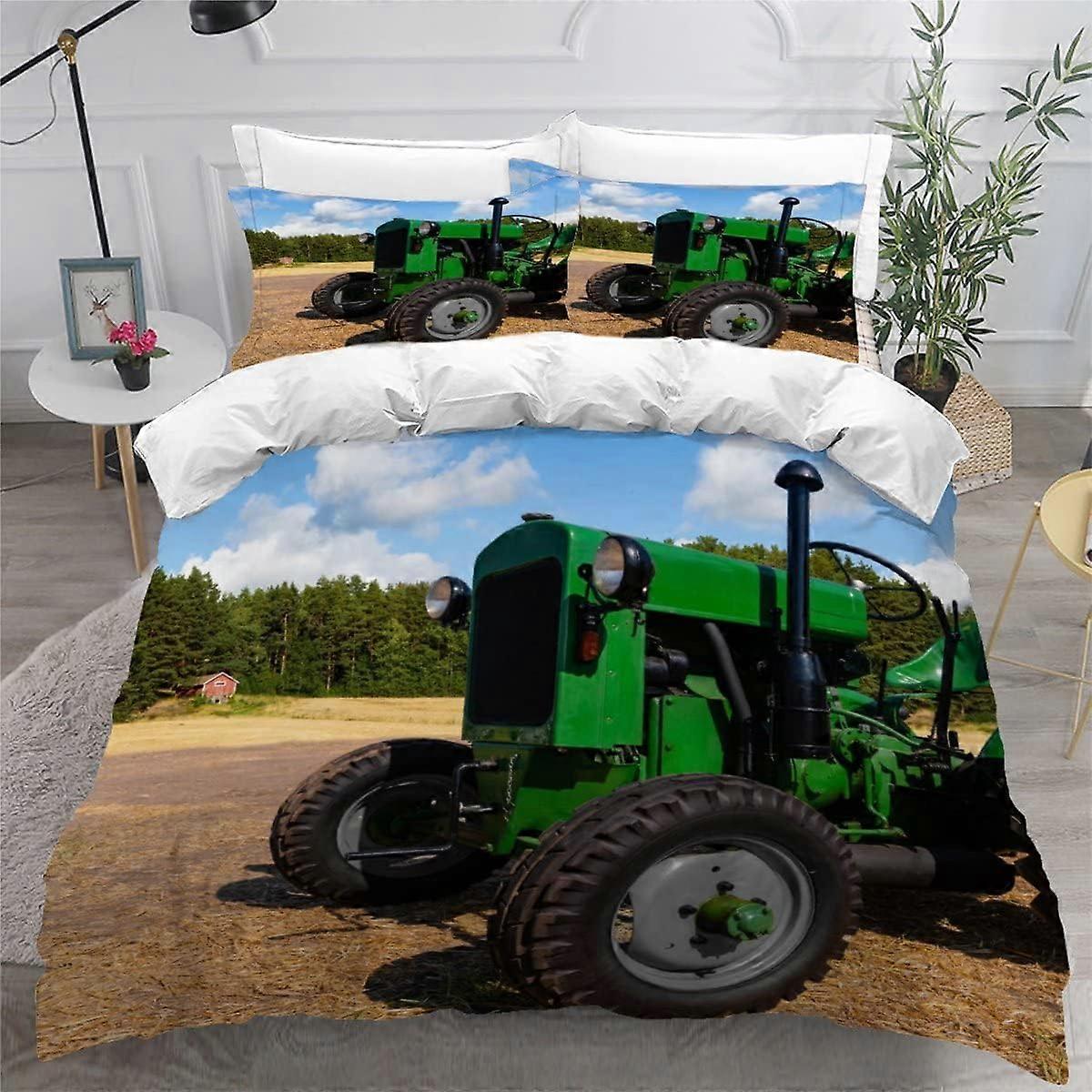 Tractor Bedding Set Boys Construction Cars Duvet Cover Heavy Machinery ...