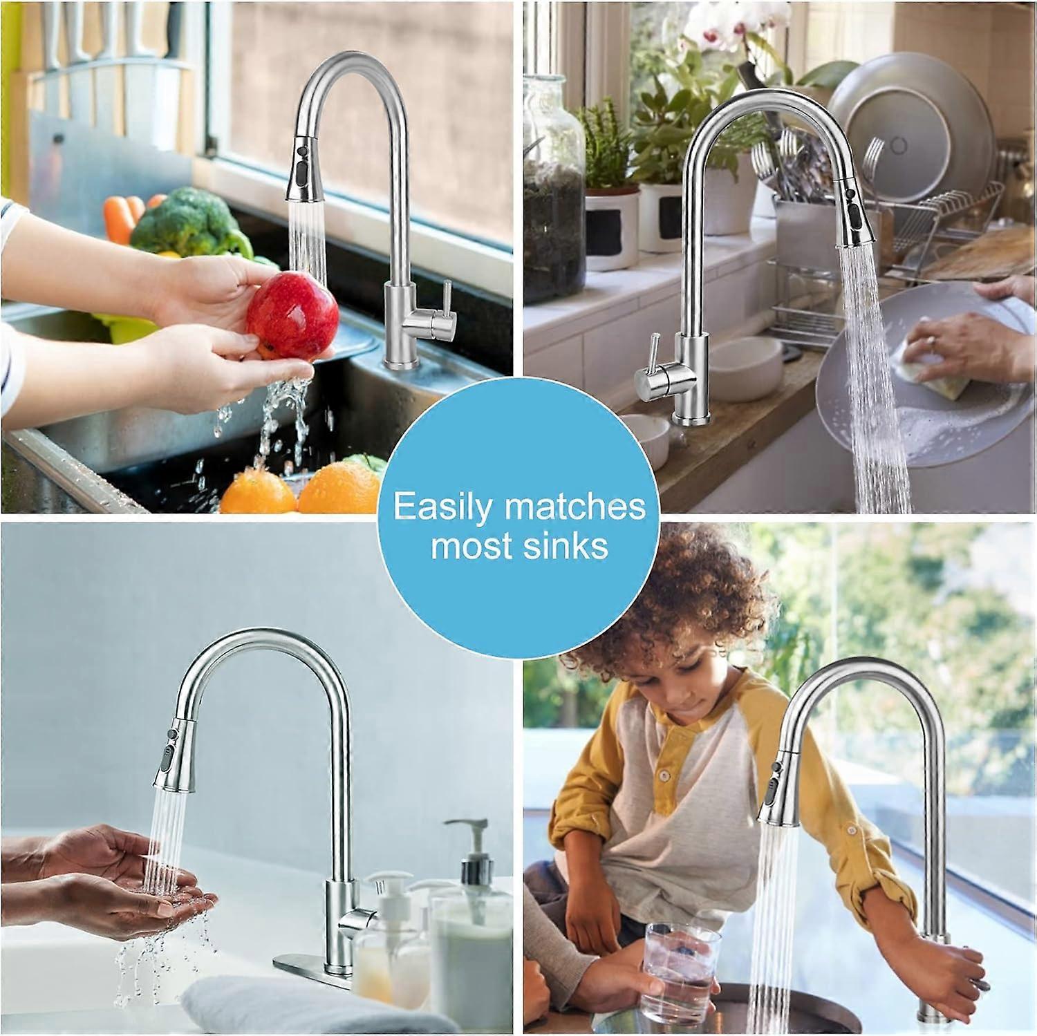 Kitchen Faucet - 360 Rotating Kitchen Mixer Tap with Extendable Spray ...