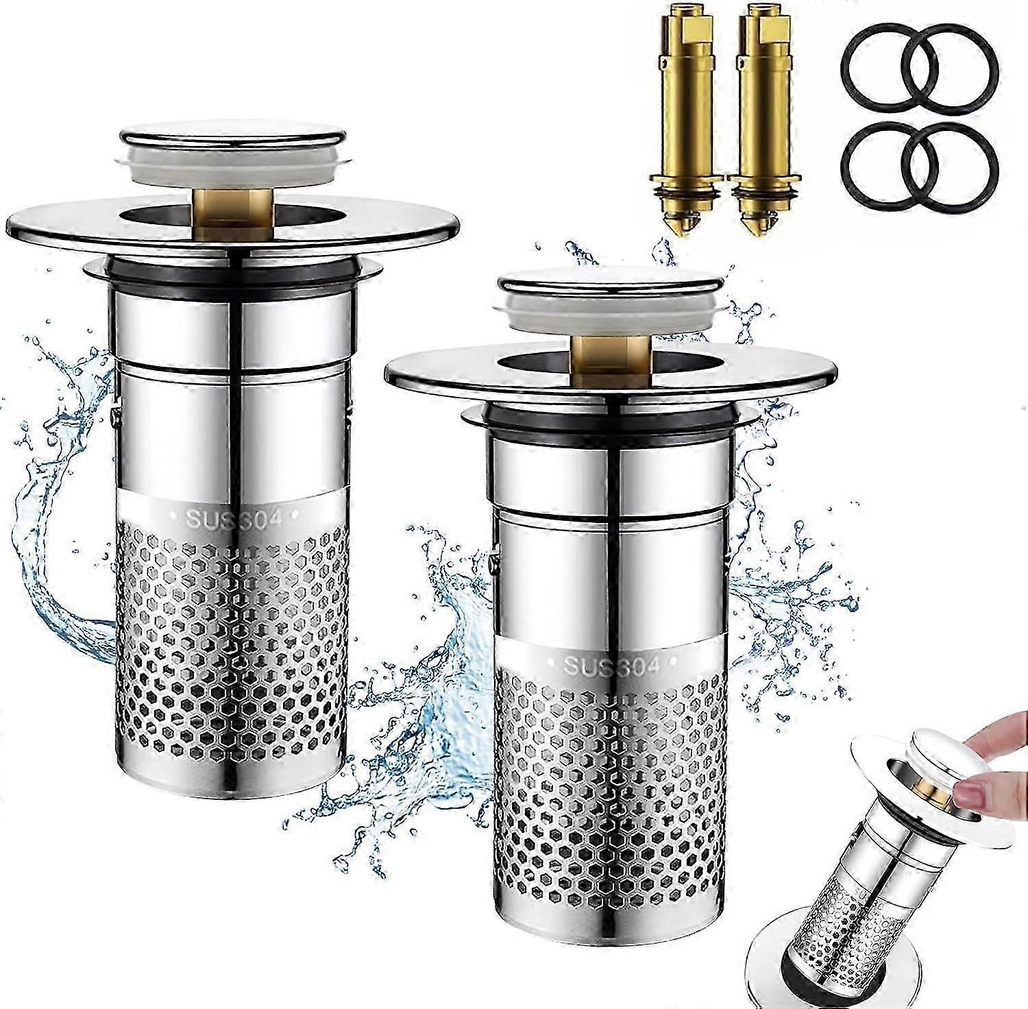 Sink Plug for 33-40mm drain, universal sink drain fitting pop-up ...