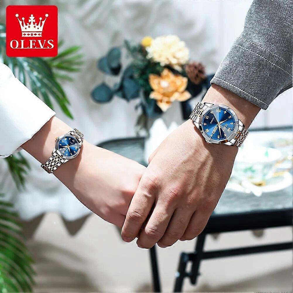 Watch Sets For Her And Him Rhombus Mirror Stainless Steel Male Female ...