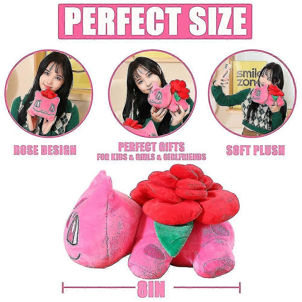 Bulbasaur Pink Rose Plush Doll, Adorable Plush Stuffed Animals Toy ...