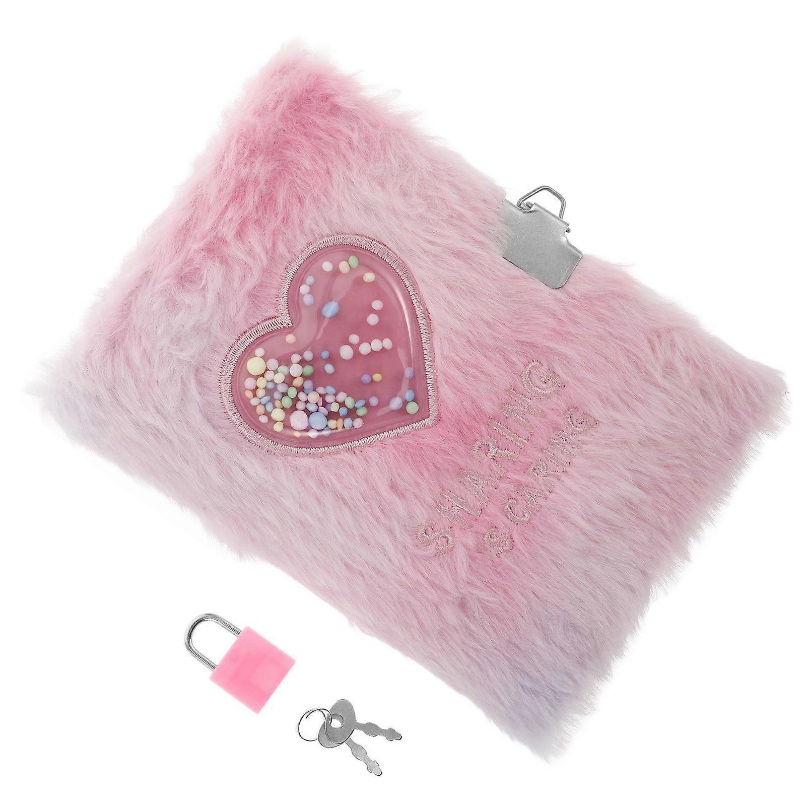 Fluffy Journal with Lock Soft Fuzzy Diary Decorative Girls Heart ...