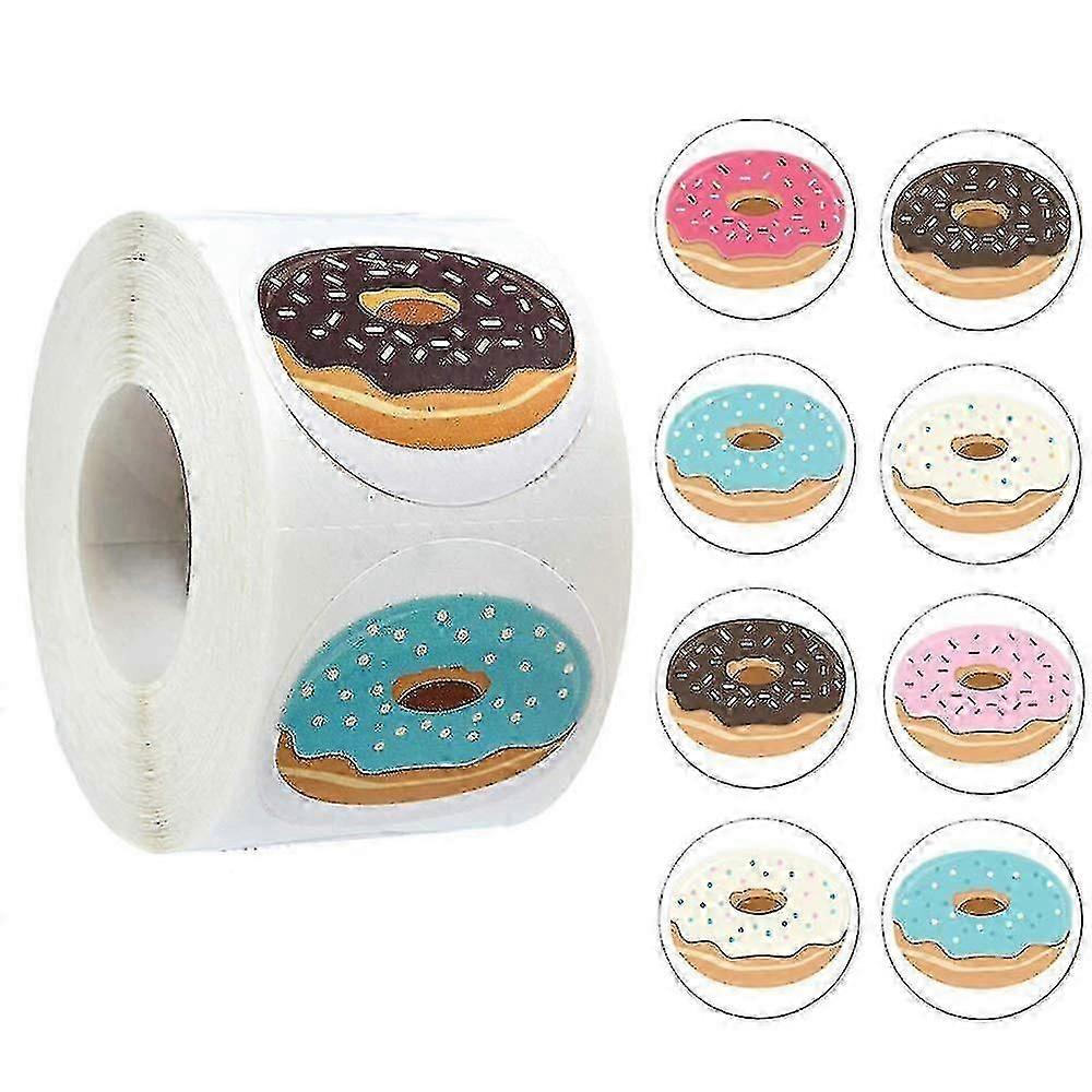 2 Roll/1000pcs Diy Donut Stickers Gift Wrapping Stickers Roll Gift Tag ...