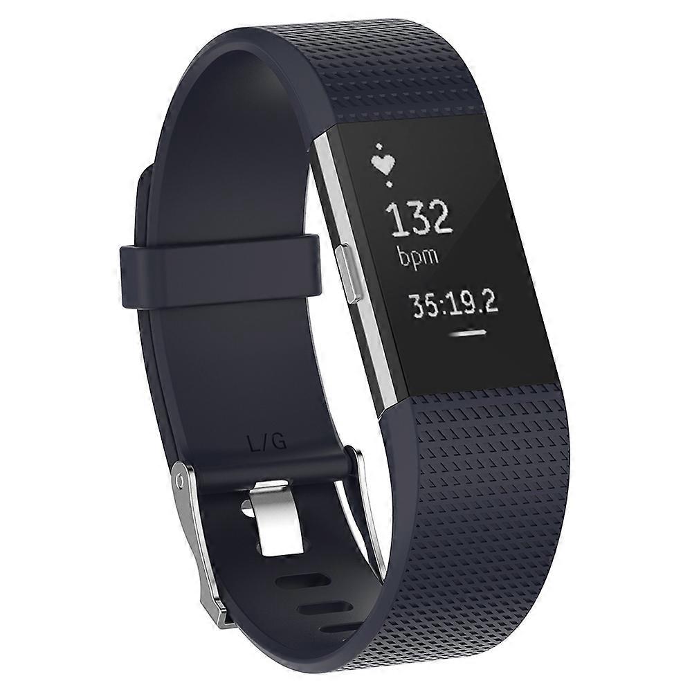 For Fitbit Charge 2 Common Texture Silicone Watch Band with Buckle ...