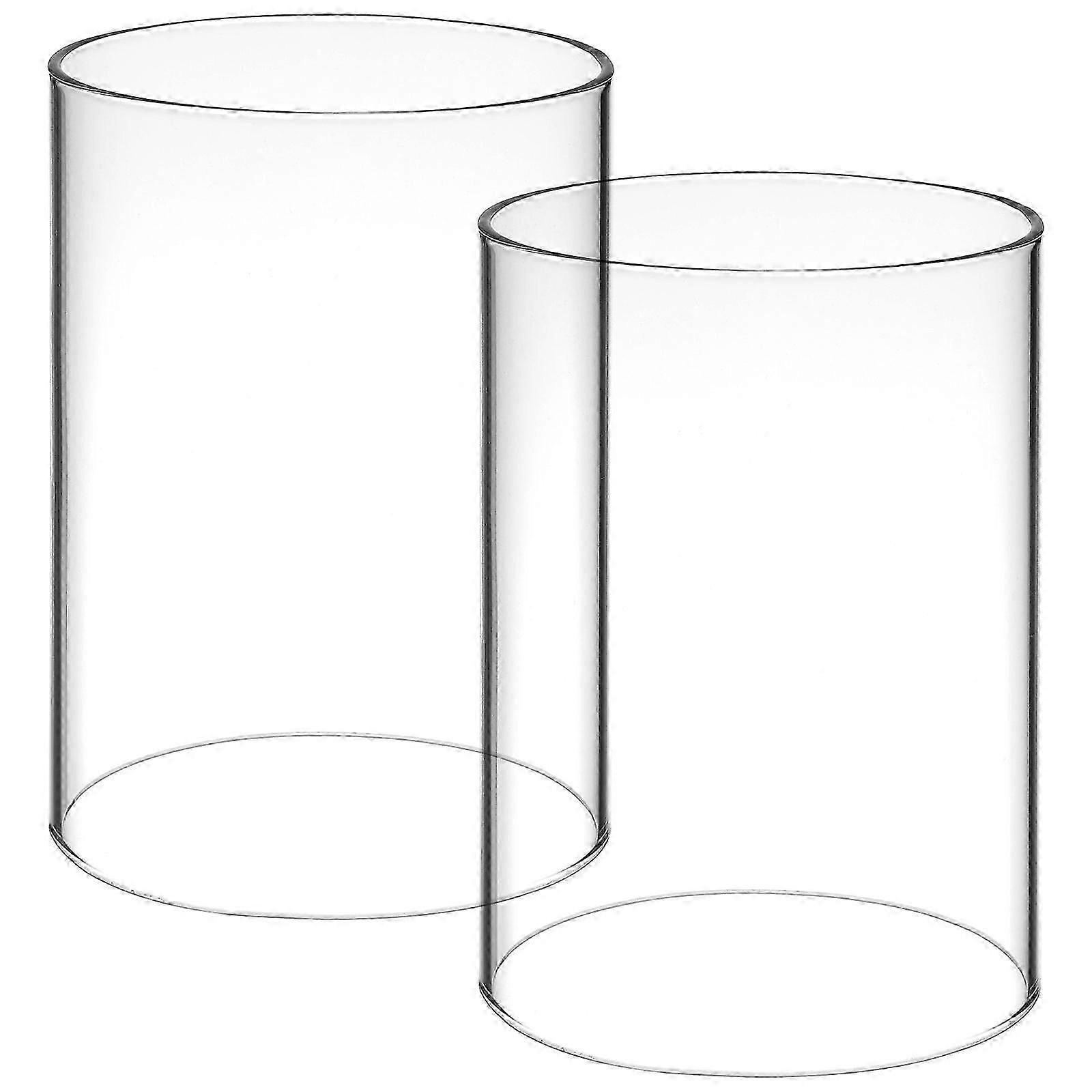 2Pcs Glass Candle Covers Glass Candleholder Tube Shade Open Flame ...
