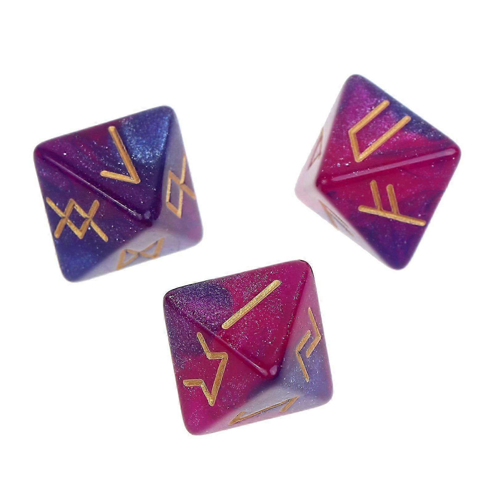 3x 8-Sided Rune Dice Polyhedral Dice Acrylic Astrological Dice Board ...
