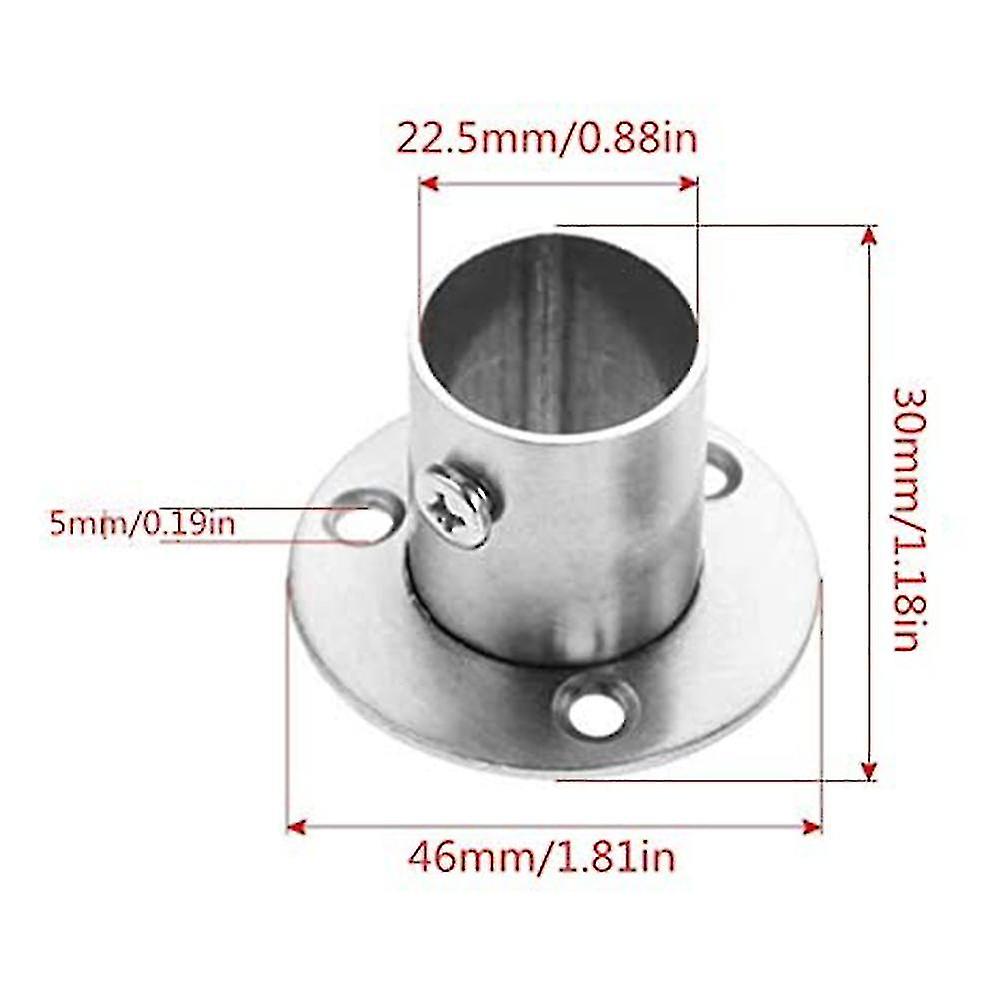 2 Pieces Stainless Steel Round Tube Bracket, Rod Flange Set, Wardrobe ...