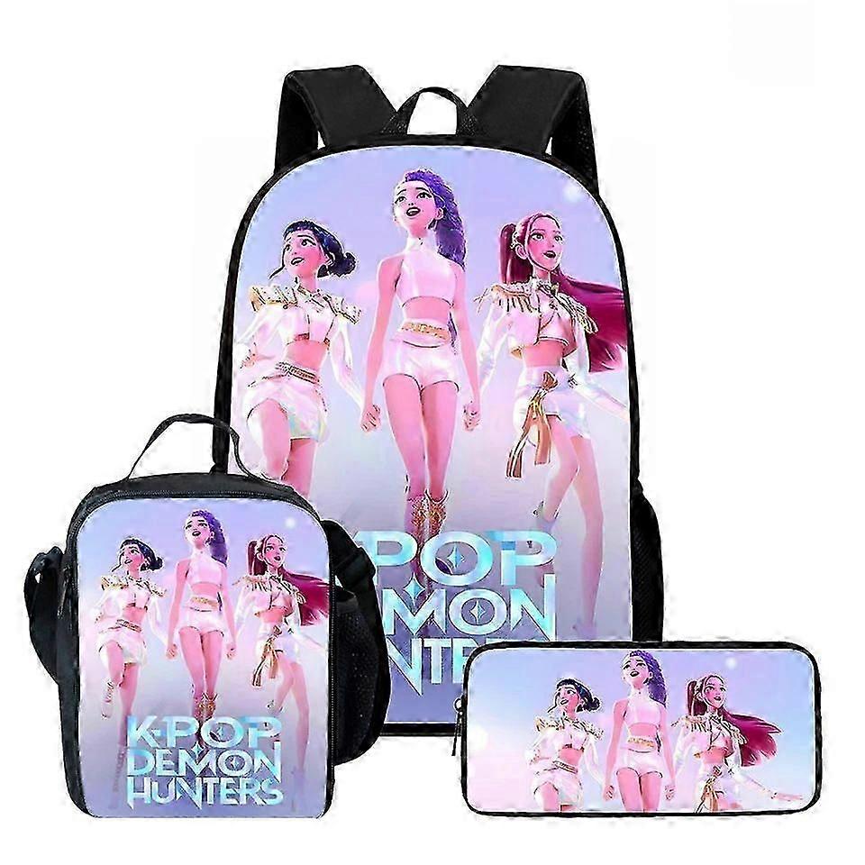 Kpop Demon Hunters Backpack - School Rucksack with Lunch Bag & Pencil ...