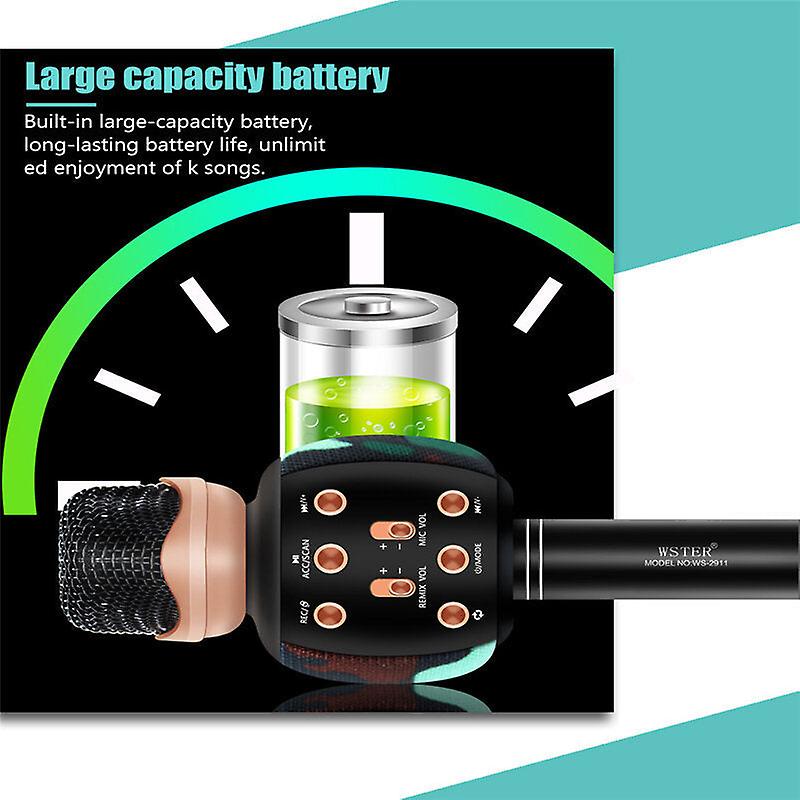 Bluetooth microphone speaker fm radio tf card hd soundbar mic 1200mah ...