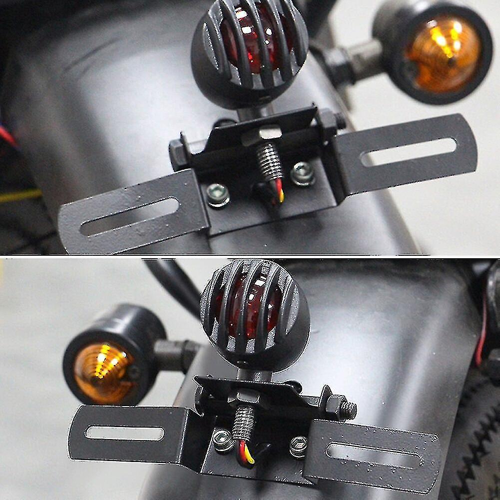 Black Retro Moto Rear Indicator License Plate Bracket Chopper Motorbike ...
