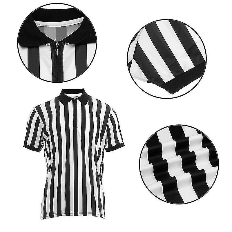 Striped Referee Shirt Men Official Pro-style Collar Referee Shirt Gym ...