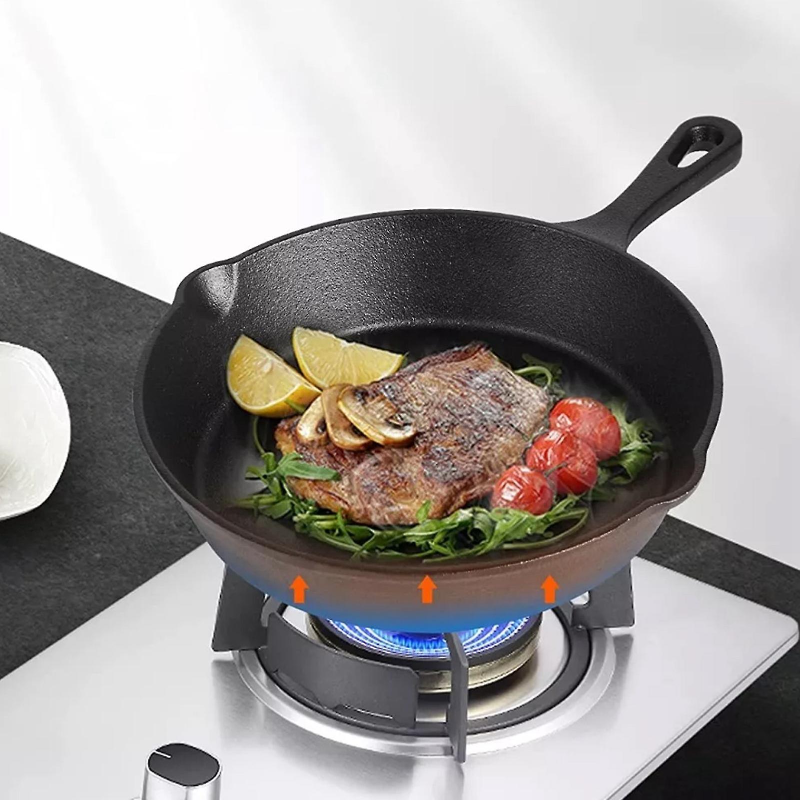 20cm Cast Iron Nonstick Frying Pan - Flat Bottom, Uniform Heat ...