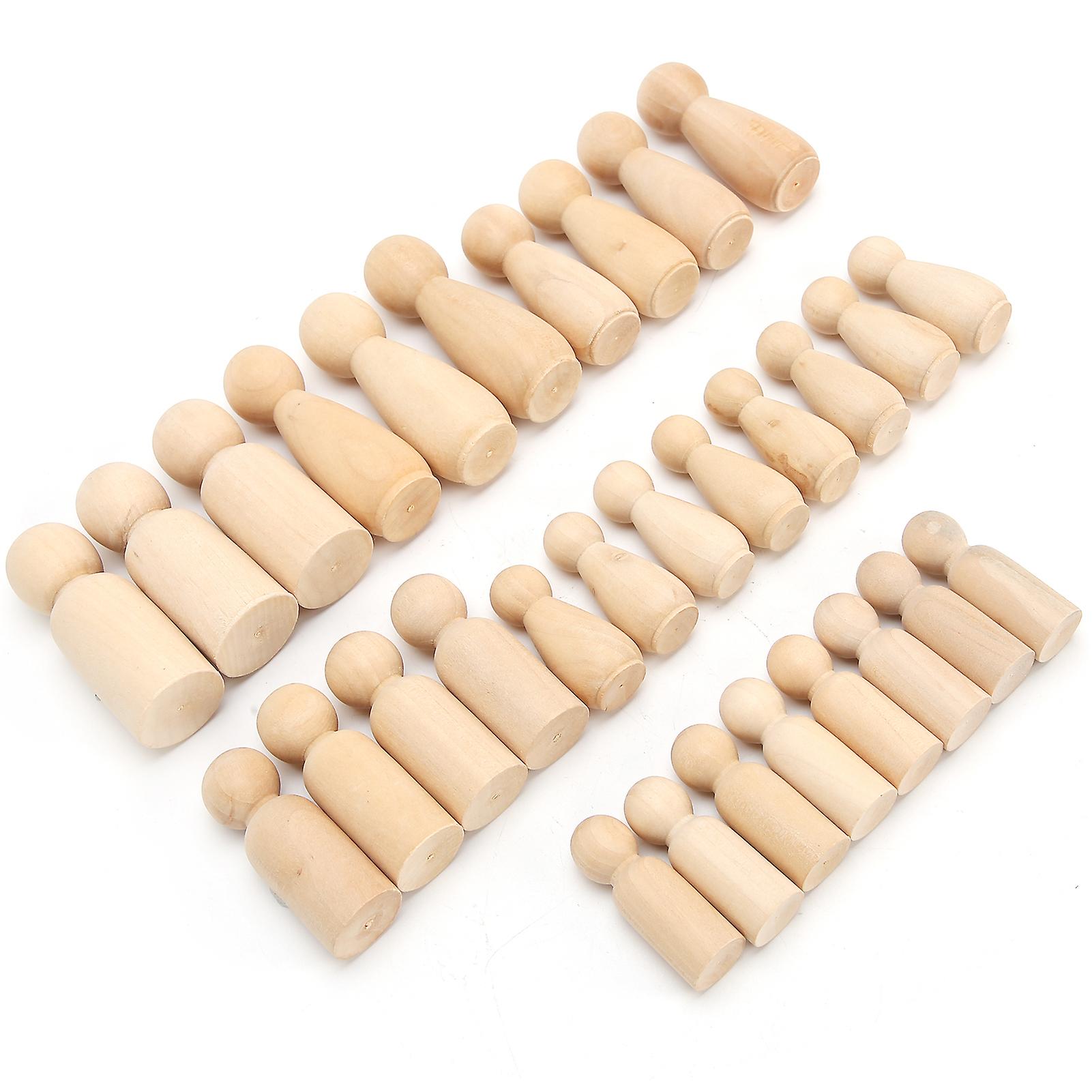 Wooden Peg Doll Bodies 30 Pcs Natural Unfinished People Shapes for DIY ...