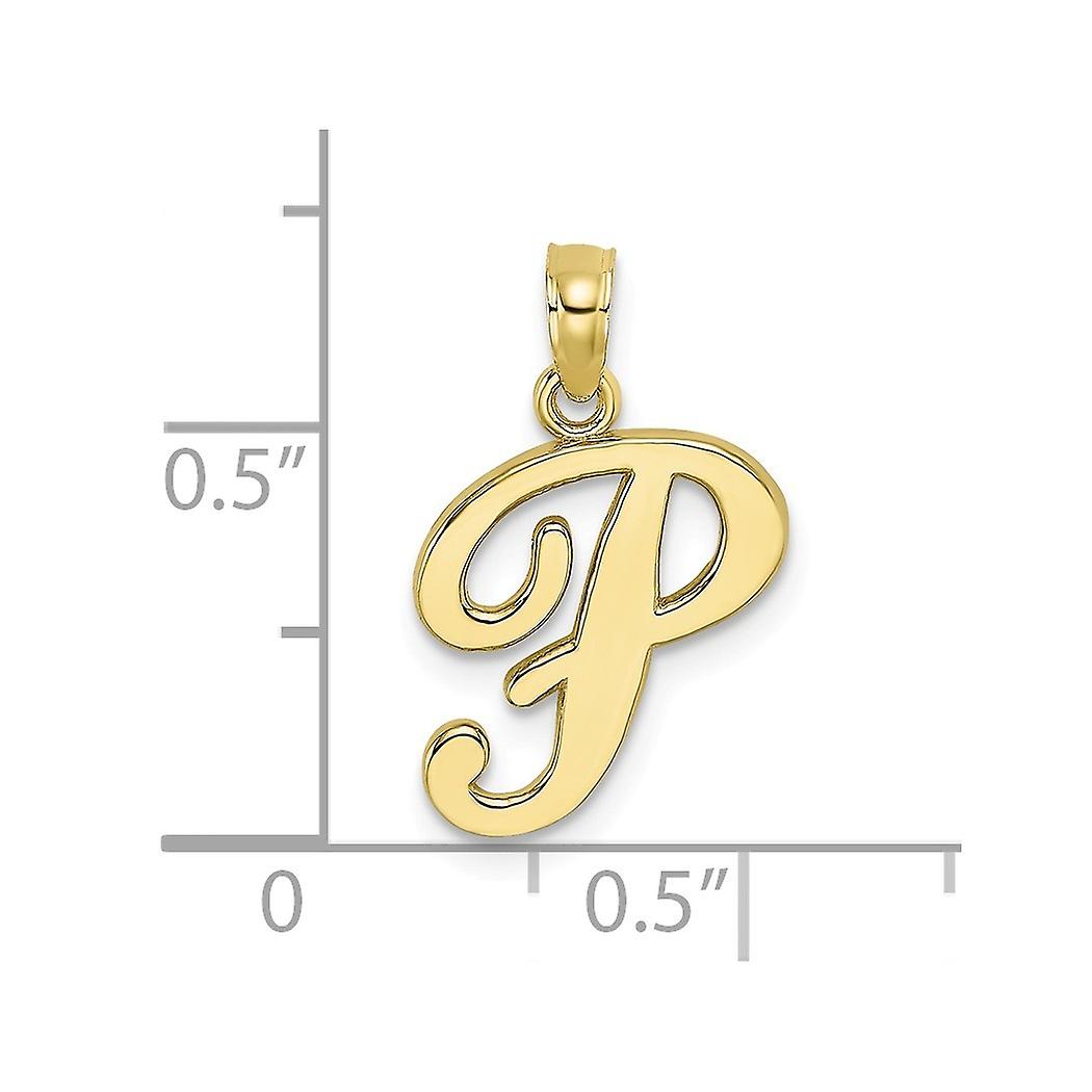 10k Gold P Script Letter Name Personalized Monogram Initial High Polish ...