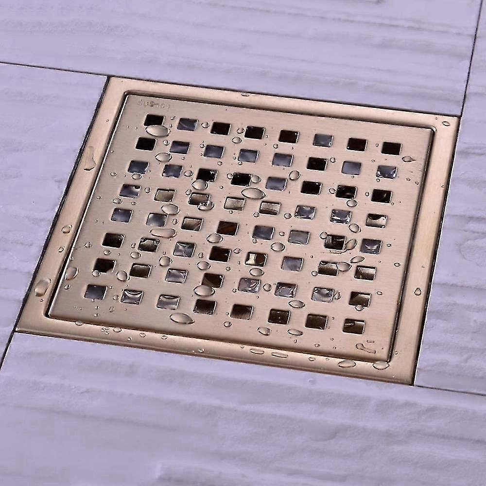 Brushed Gold Square Shower Floor Drain, 304 Stainless Steel For ...