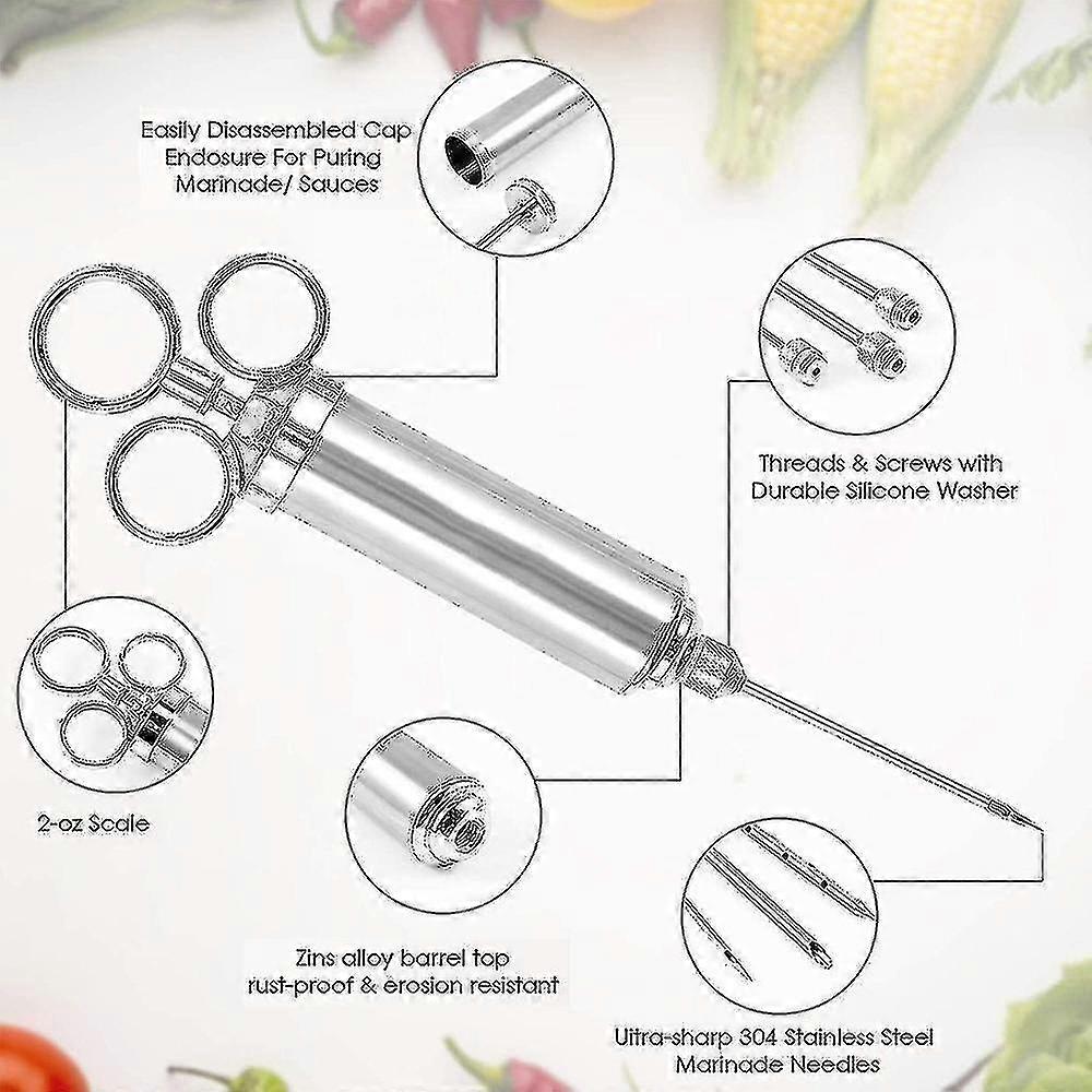 Professional Meat Flavor Injector Syringe Kit - Stainless Steel ...