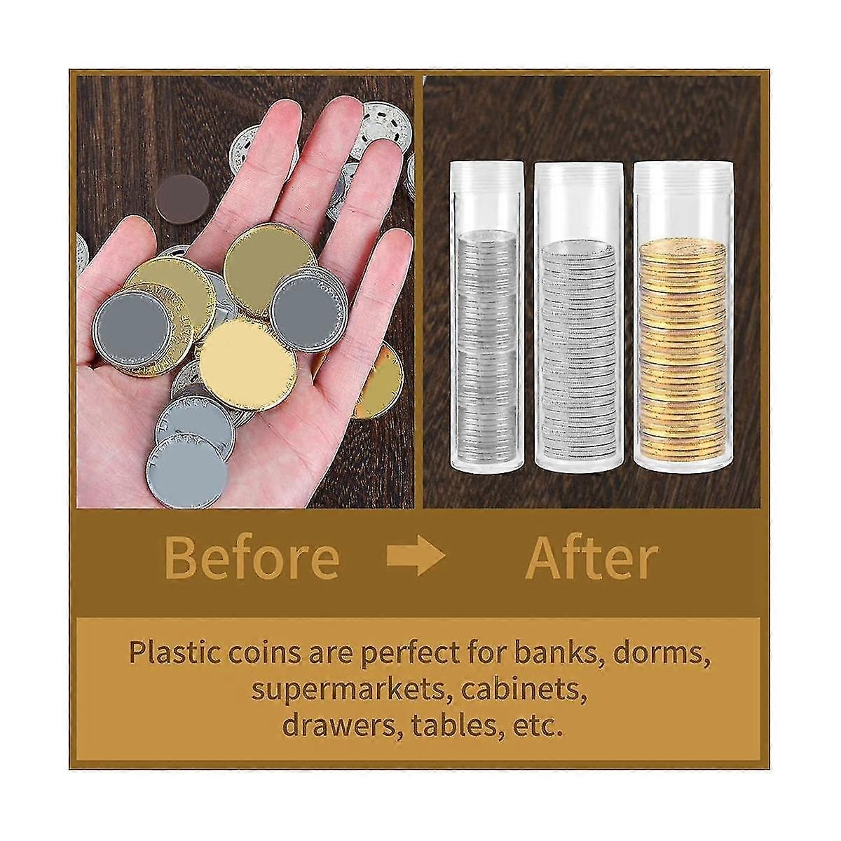 35 Pieces Coin Tubes Assorted Sizes Coin Storage Tubes Clear Plastic ...