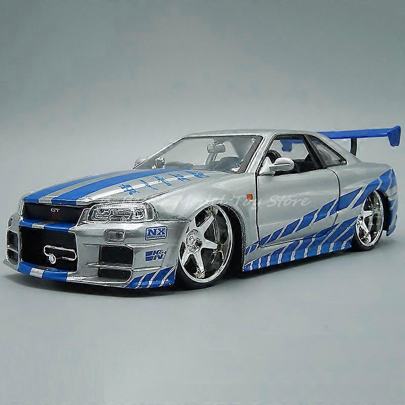 1:24 Diecast Car Model Toy Nissan Skyline GTR R34 Miniature Vehicle ...