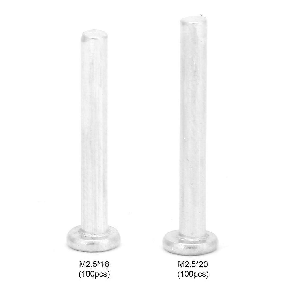 100 Pack Flat Head Solid Rivets M2.5 Kit, Aluminum Rivets Set Fastener ...