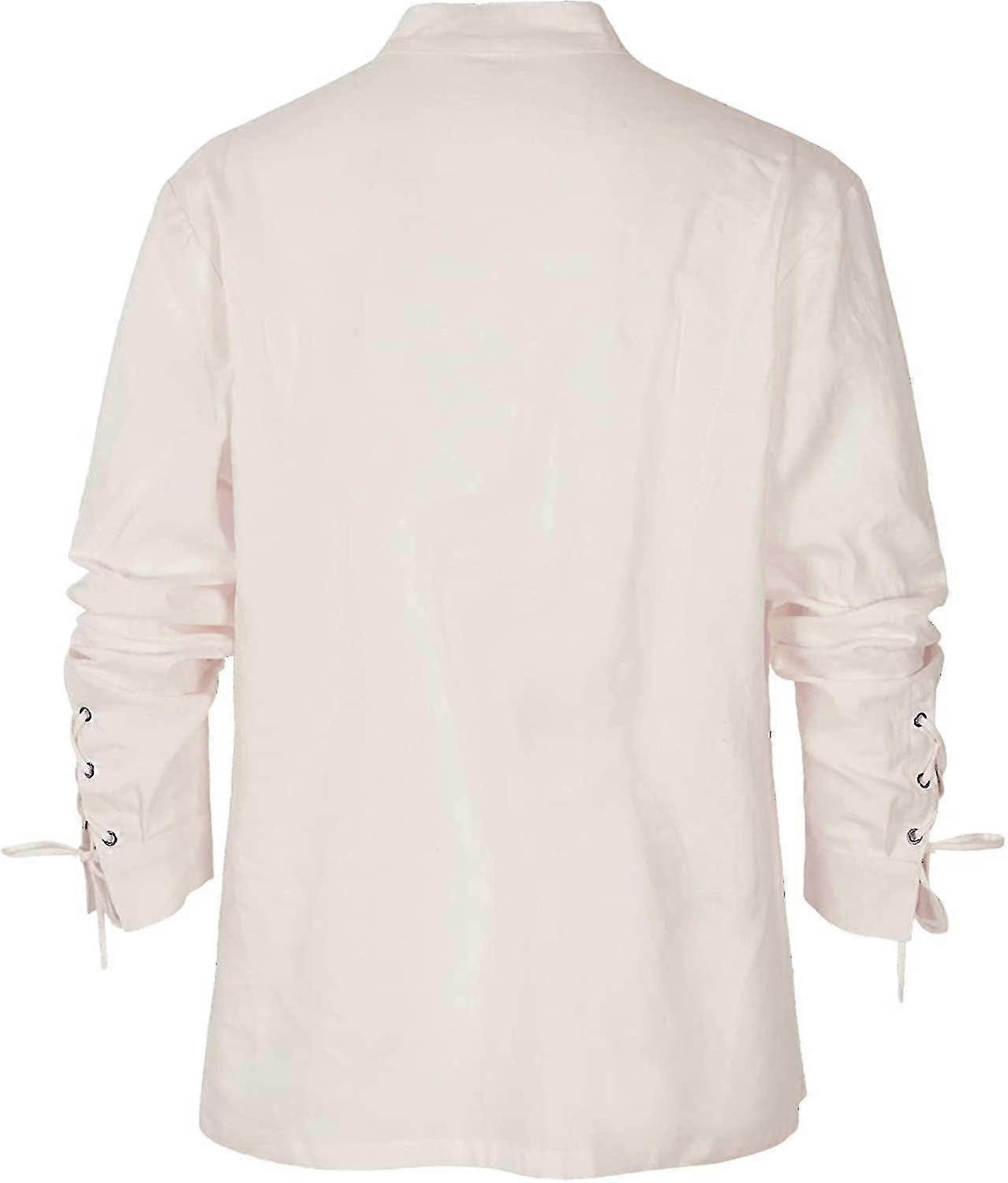 Men's Linen Long Sleeve Shirt Lace Up V-neck Viking Medieval Pirate Top-YuJia | Fruugo UK