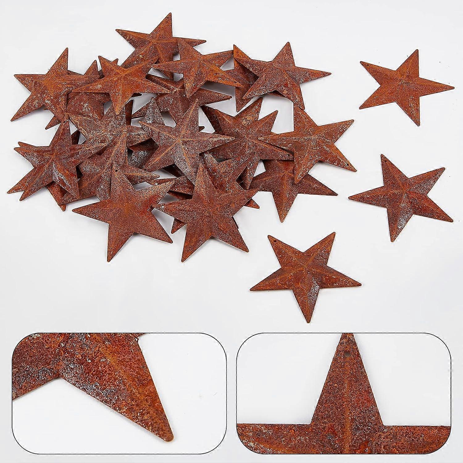30PCS Vintage Metal Barn Star Rusty Antique Primitives Tin Steel Stars ...