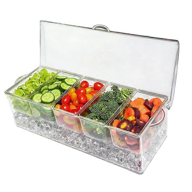 Ice Cold 5 Compartment Condiment Server Rack-Service Tray Container ...