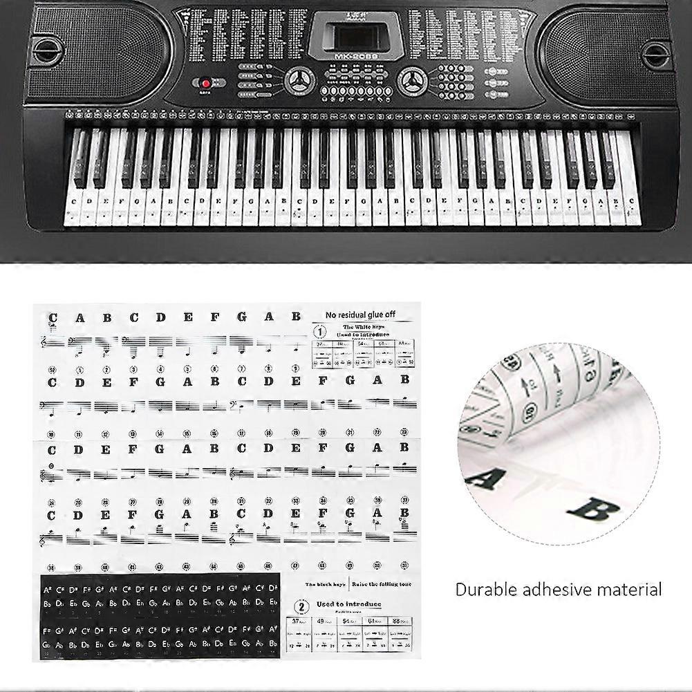 Piano Stickers Music Sheet Keyboard PVC Black White Numbers Notes for ...