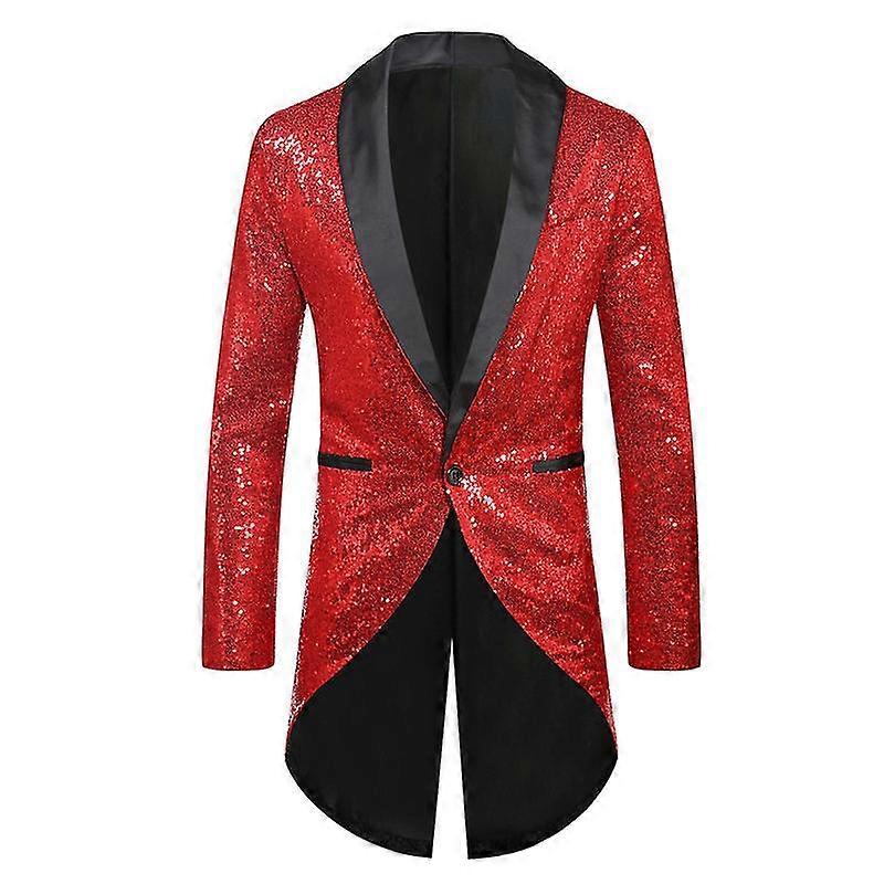 Men's Sequin Tuxedo Tailcoat Swallowtail Suit Blazer Jacket Formal ...