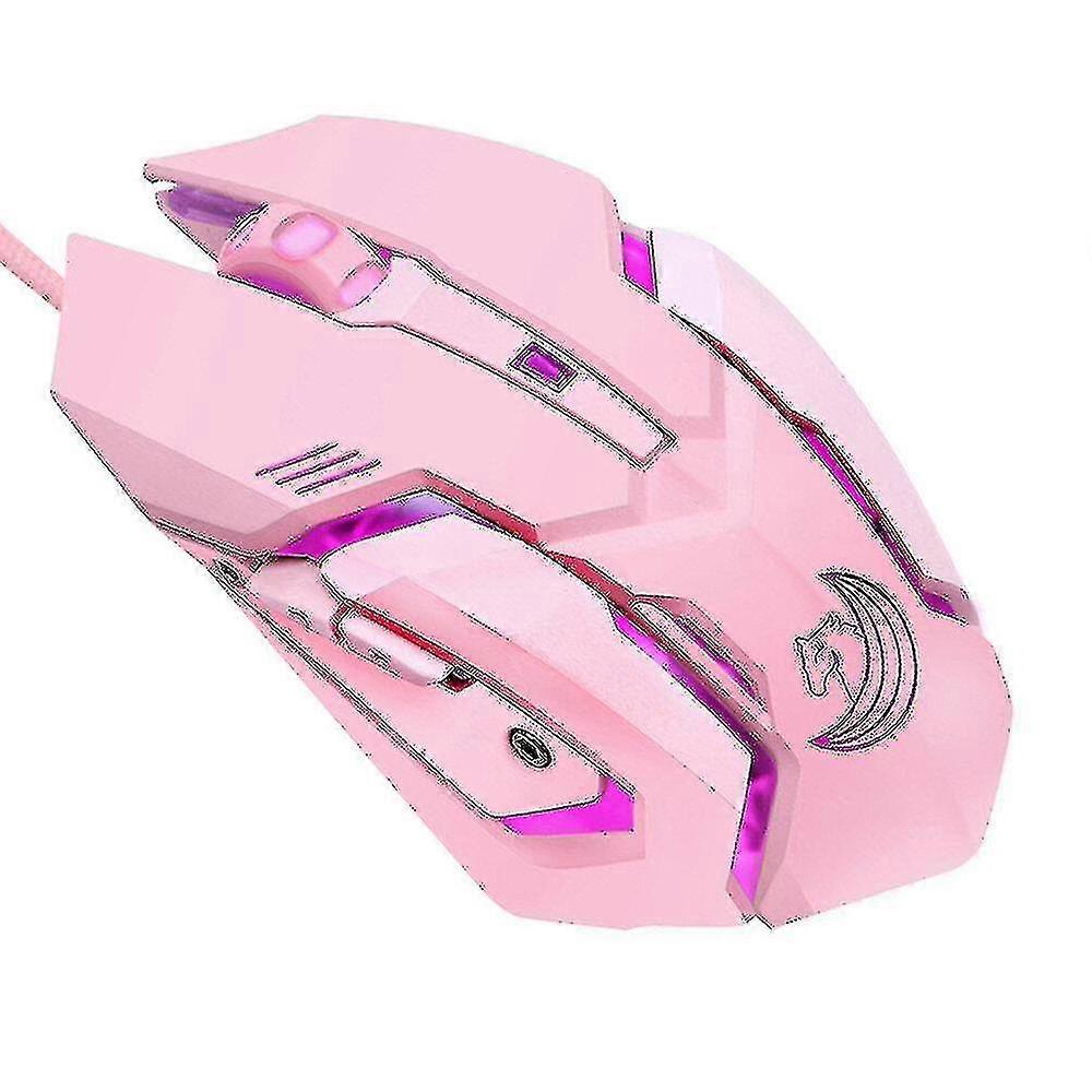 3200dpi Pink Game Office Mouse Girls Light-emitting Competition Cute ...