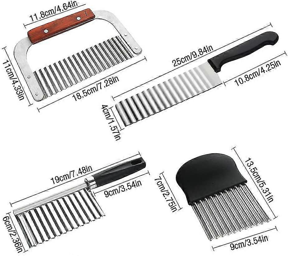 Crease Cutter, 4 Pieces Stainless Steel Wave Cutter Potato Cutter ...