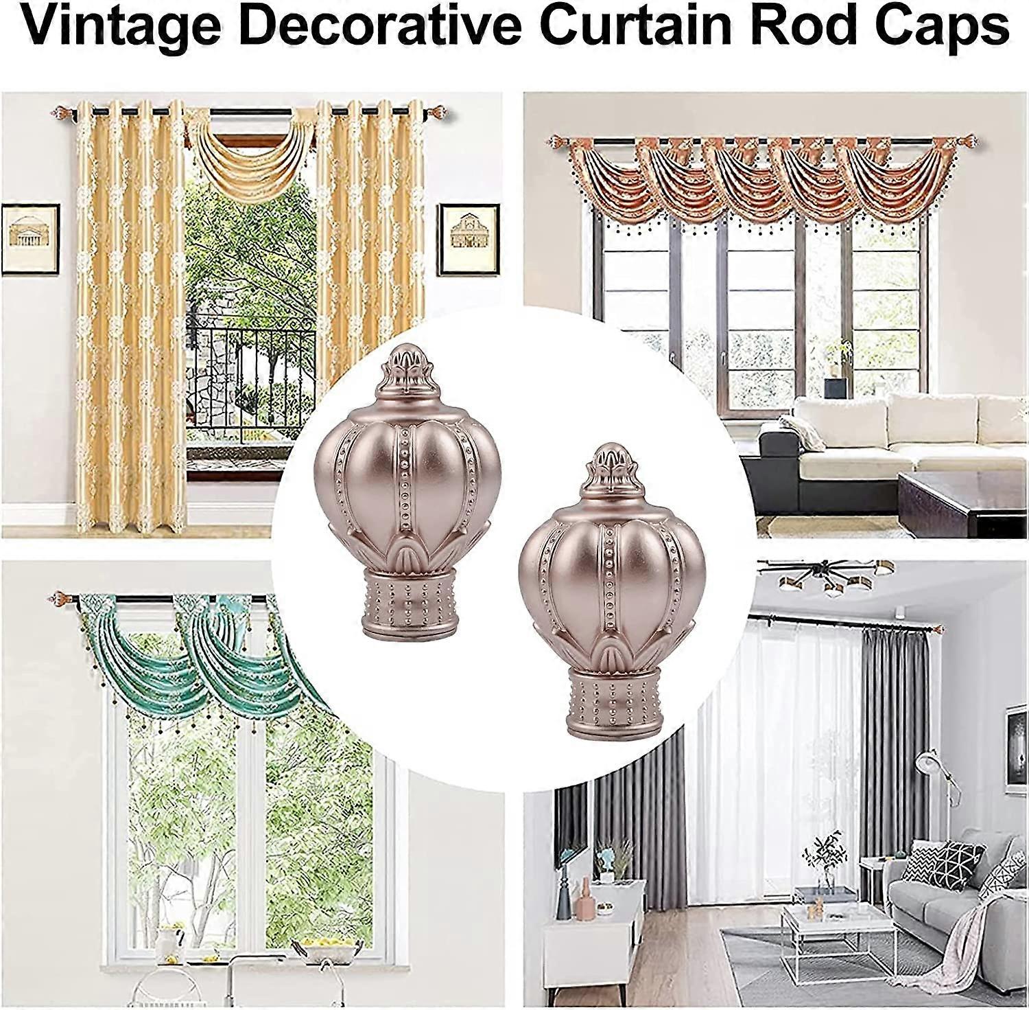 Curtain Finials, Drapery Rail Pole Head Cap Decorative Window Curtain ...