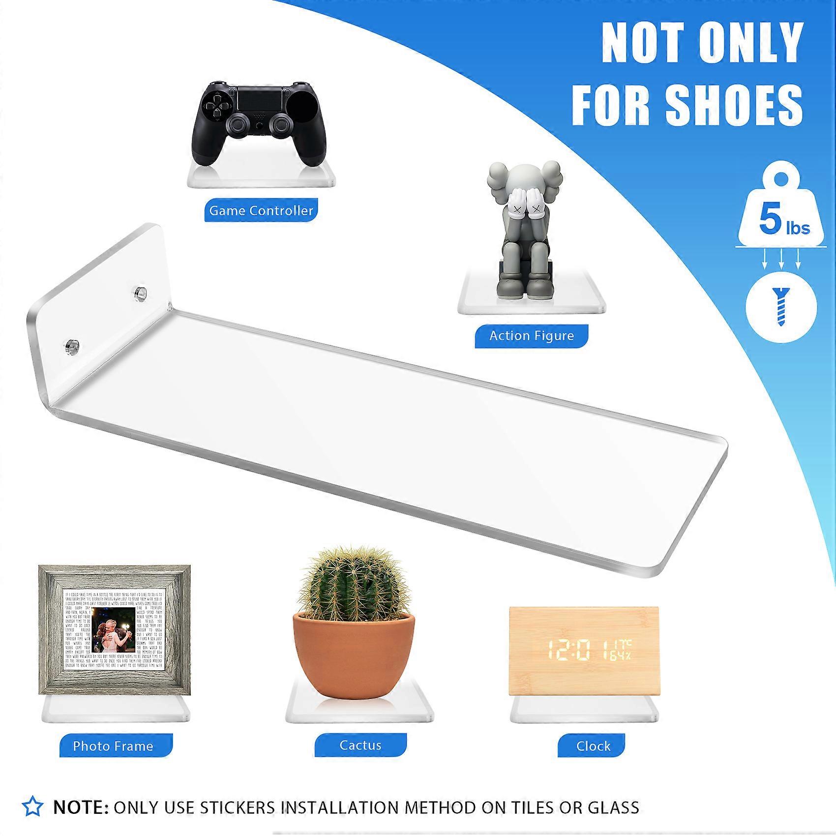 6 Pack Acrylic Floating Sneaker Shelves Clear Shoe Display Stand Room ...