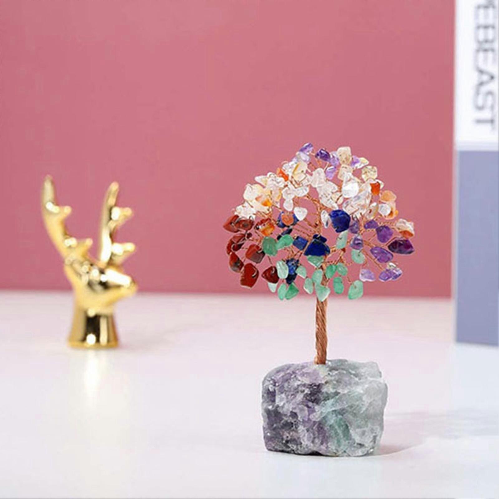 Rose Quartz Lucky Tree Good Meaning Handmade Home Decor with Base Faux ...