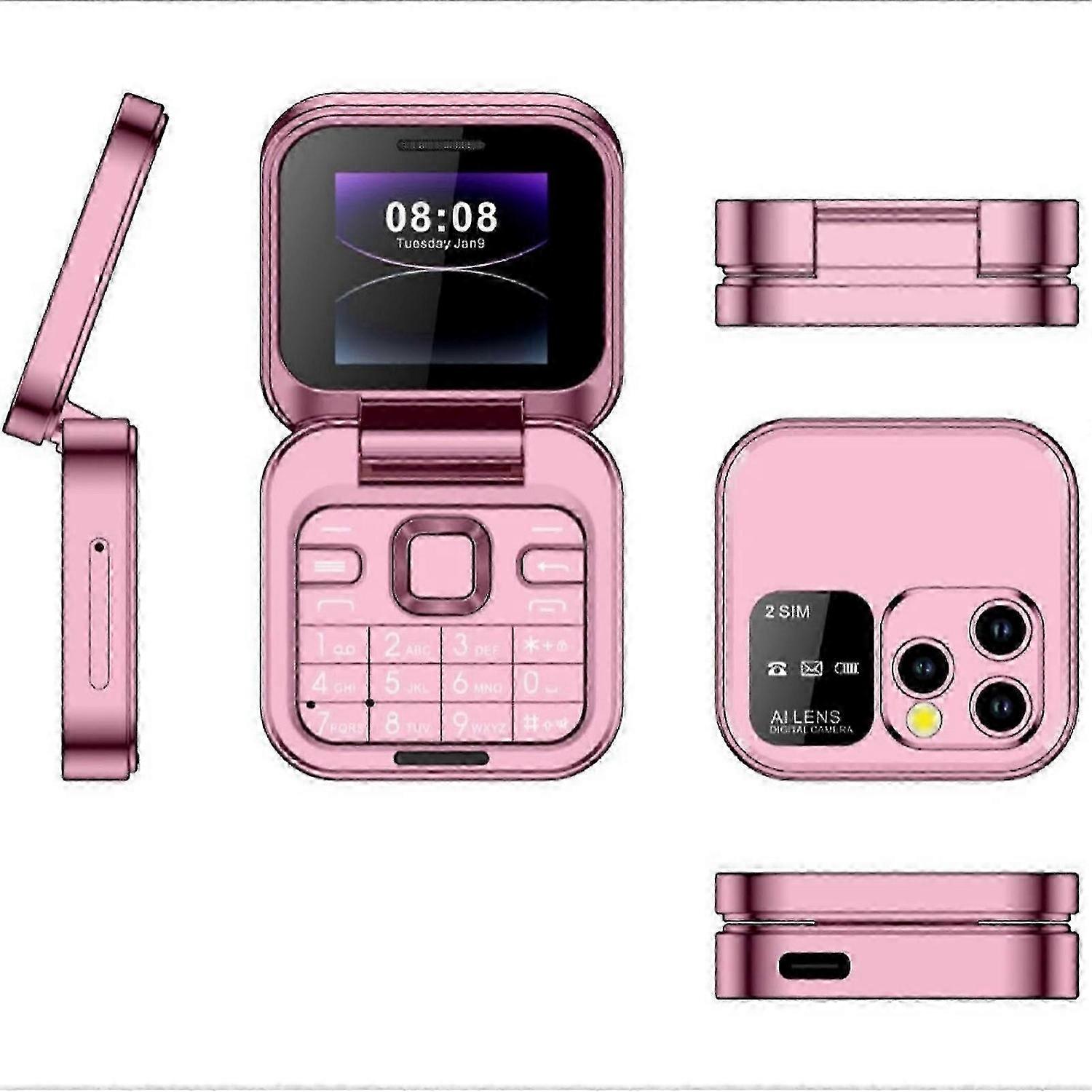 New Mini Flip Mobile Phone 2 SIM Card Small Display Foldable Cell Phone ...