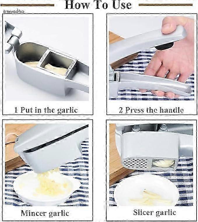 Garlic Press, Garlic Mince and Garlic Slice, 2 in 1 Garlic Press ...