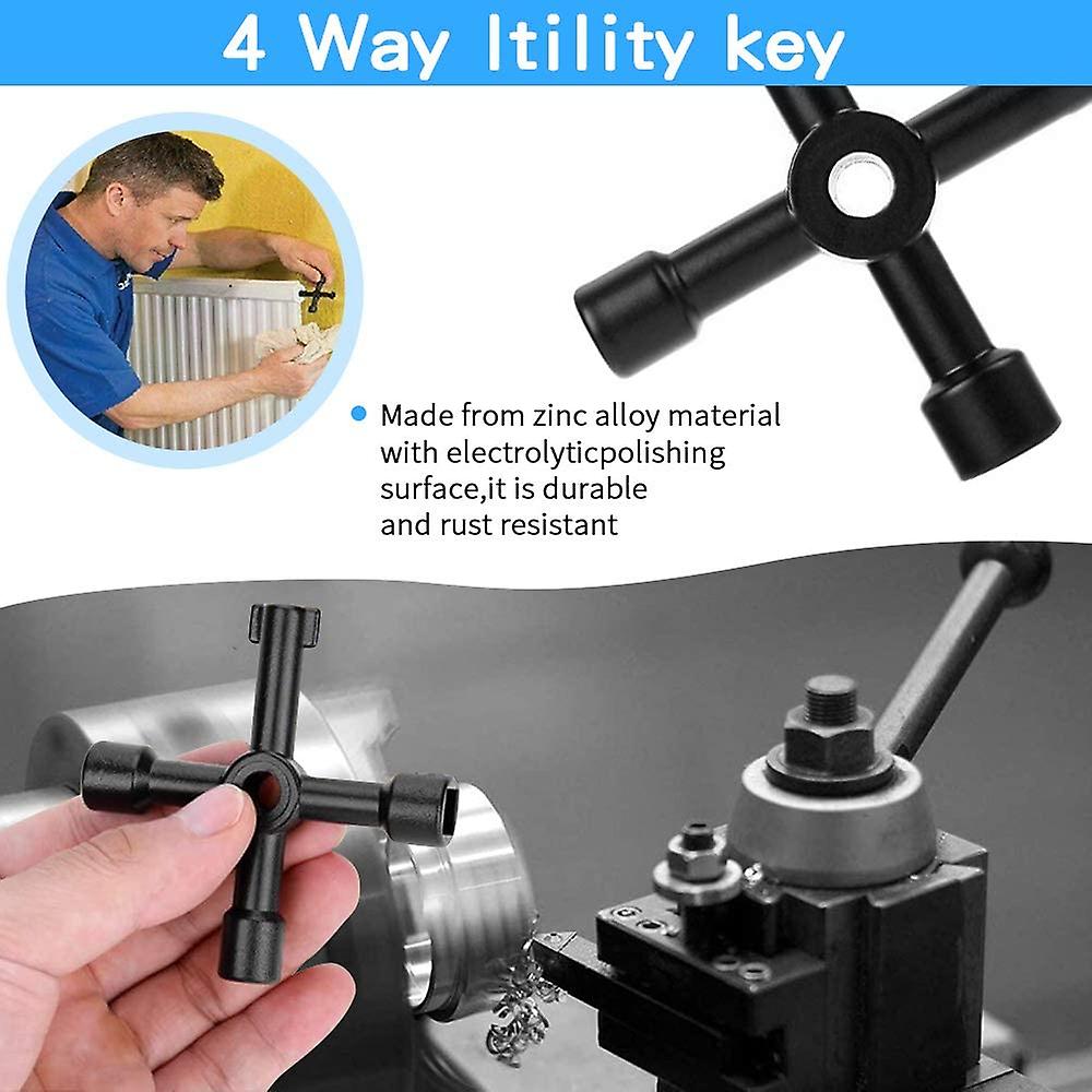 4 Way Key - Radiator Purge Key, Utility Key Electric Box Gas Meter Key ...