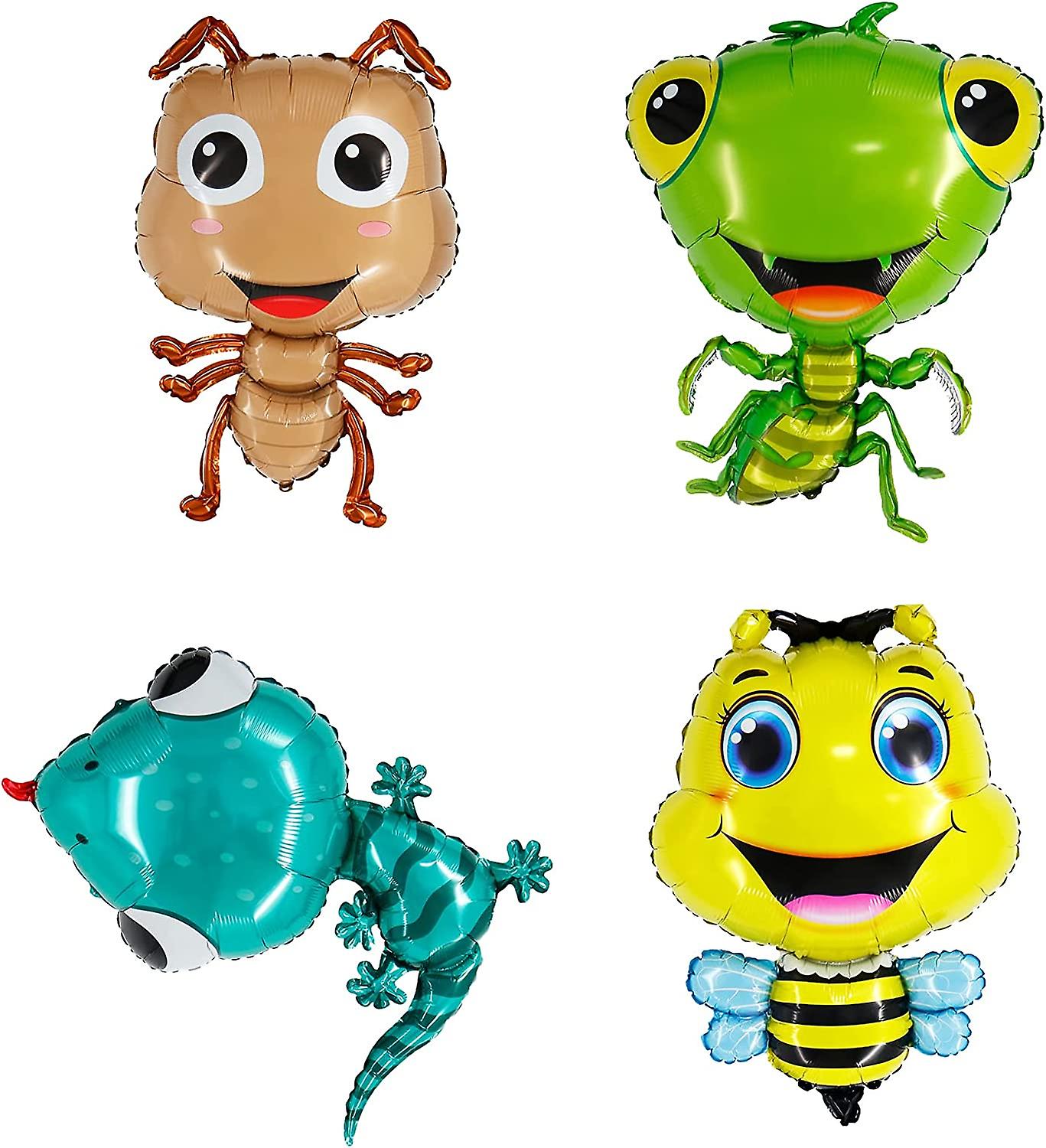 4 Pcs Insect Balloons Animal Cute Bee Gecko Snail Mantis Insect Balloon ...