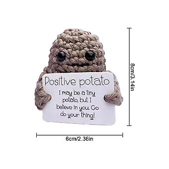 Rolig positiv potatis, söt ullstickad potatisdocka med positivt kort ...