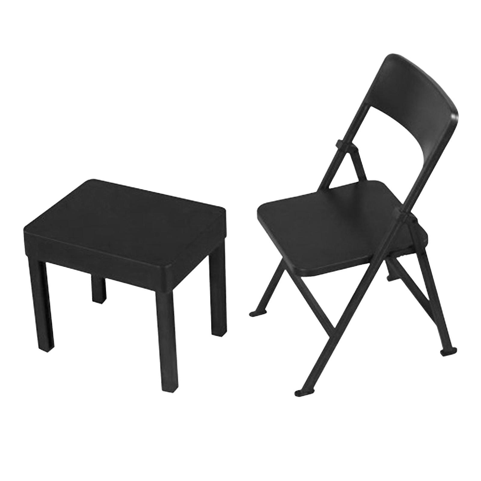 Action Figure Mini Desk Chair Model Display 1:12 Scale Miniature Table ...