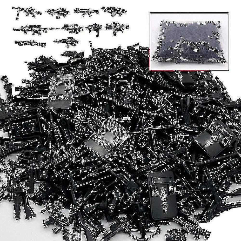 WW2 Army Gun Set: 100PCS Black Weapons and Soldiers for DIY MOC Bricks ...