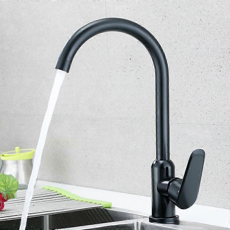 Kitchen Faucet High Spout Black Paint 360 Swivel Sink Mixer Tap Hot and ...