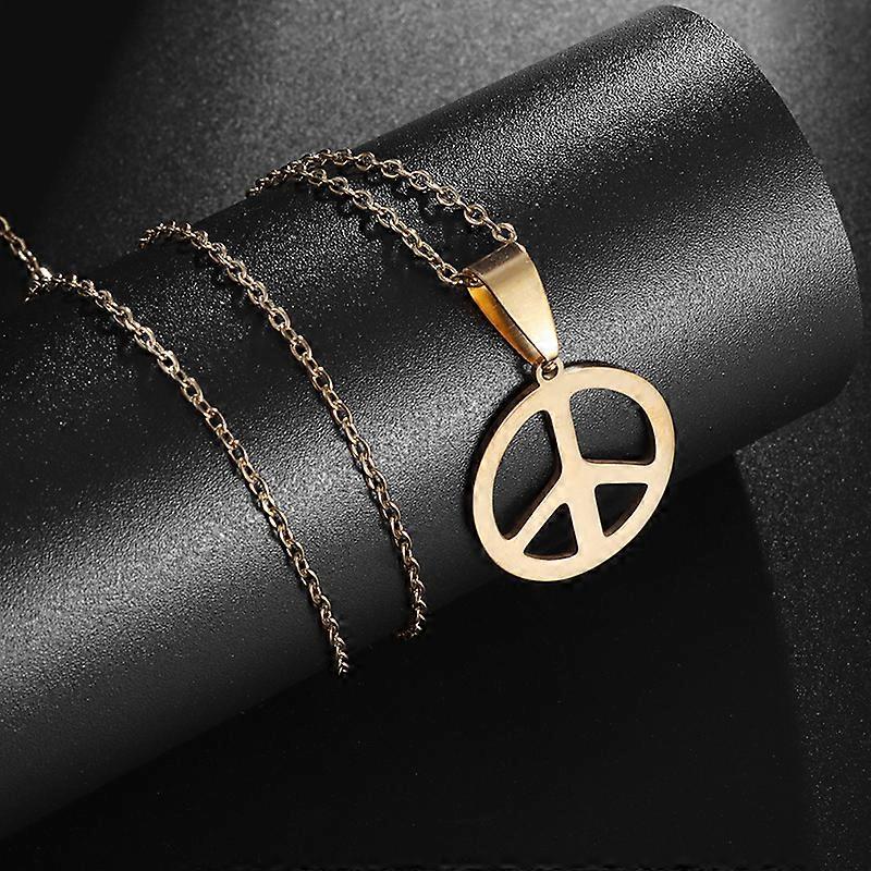 Fashion Men S Stainless Steel Peace Symbol Pendant Necklace Unisex ...